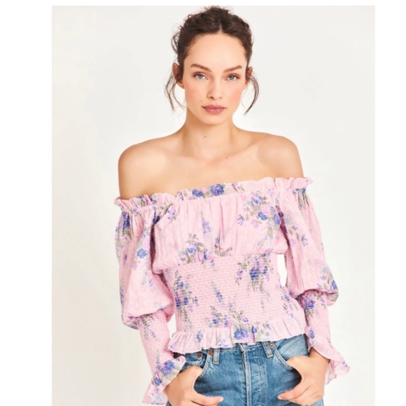 LoveShackFancy | Tops | Loveshackfancy Pink Floral Blouse | Poshmark